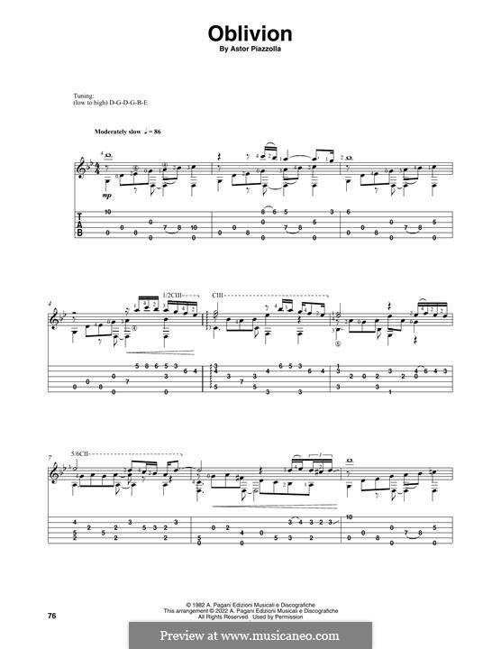 Oblivion by A. Piazzolla - sheet music on MusicaNeo