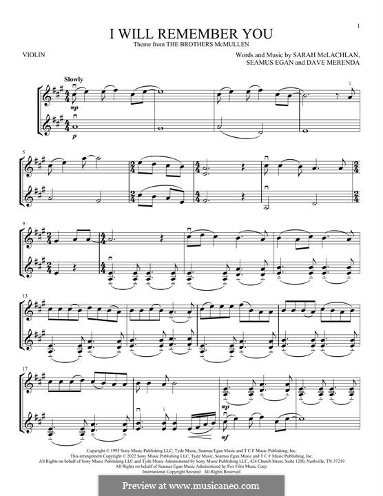 I Will Remember You (Theme from The Brothers McMullen) by D. Merenda, S ...