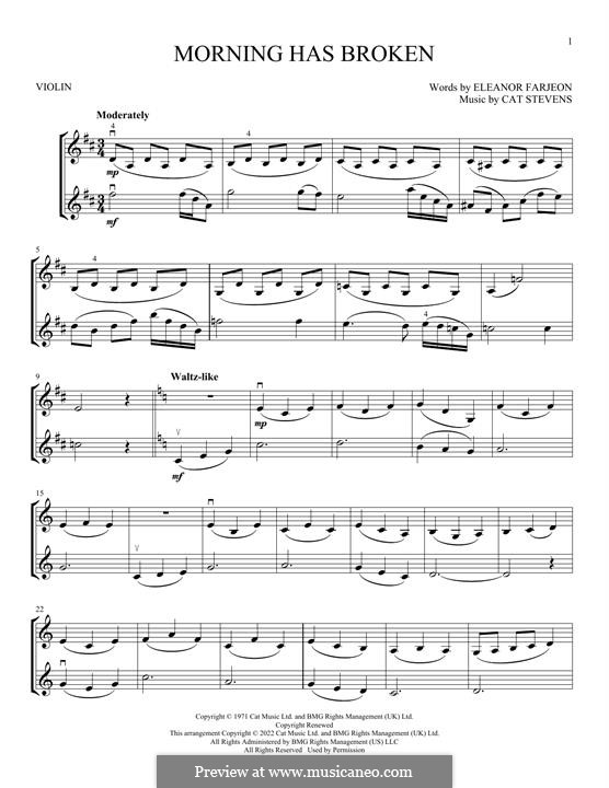 Morning Has Broken by C. Stevens - sheet music on MusicaNeo
