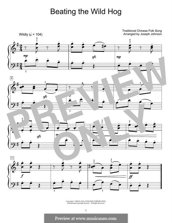 Beating The Wild Hog by folklore - sheet music on MusicaNeo