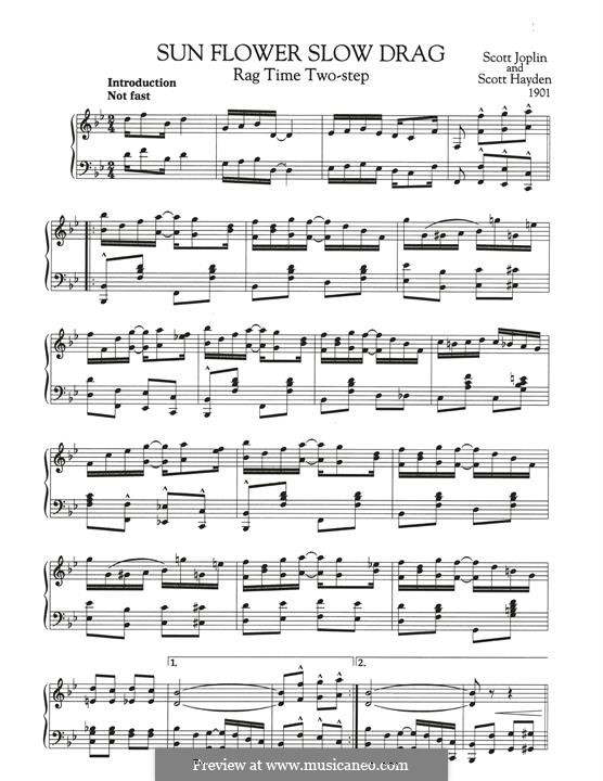 Sunflower Slow Drag. Ragtime by S. Joplin, S. Hayden on MusicaNeo