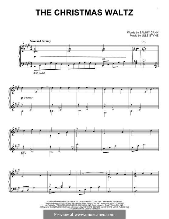 The Christmas Waltz by J. Styne - sheet music on MusicaNeo