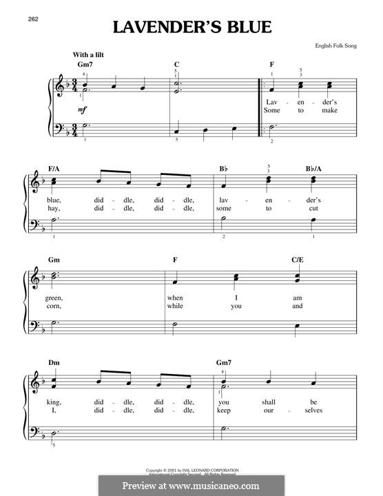 Lavender Blue by folklore - sheet music on MusicaNeo