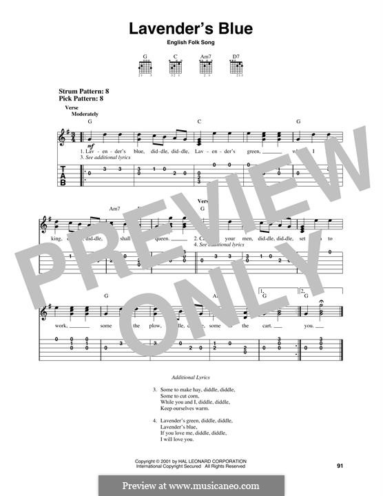 Lavender Blue by folklore - sheet music on MusicaNeo