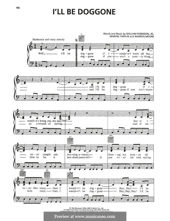 I'll Be Doggone (Marvin Gaye) by M. Tarplin - sheet music on MusicaNeo