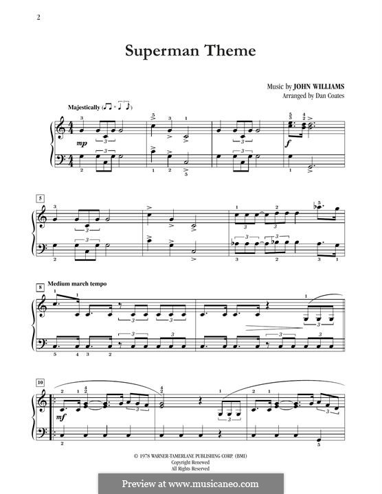 Theme from 'Superman' by J. Williams - sheet music on MusicaNeo