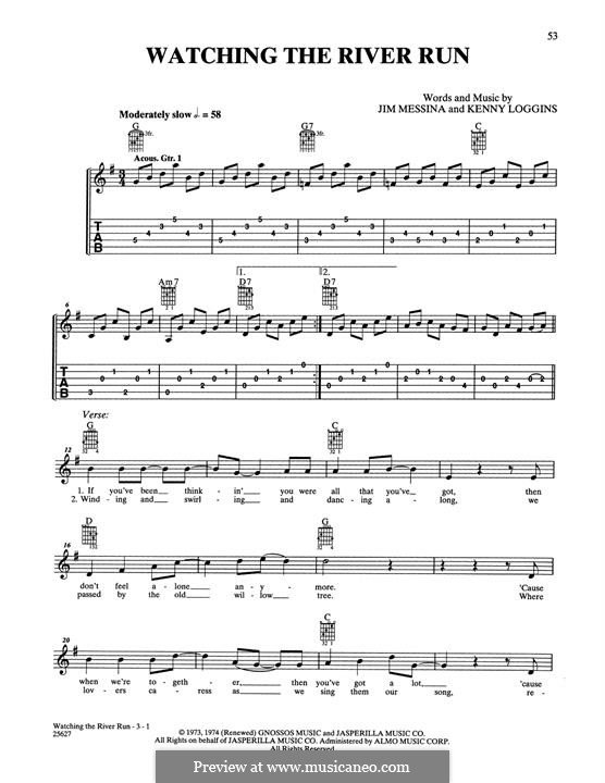 Watching The River Run by J. Messina, K. Loggins - sheet music on MusicaNeo