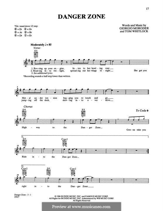 Danger Zone (from Top Gun) by G. Moroder, T. Whitlock on MusicaNeo