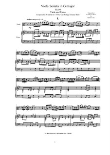 Sonata in G Major for Viola and Piano, H550 by C.P.E. Bach on MusicaNeo