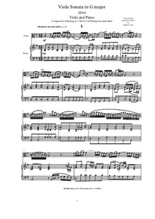 Sonata in G Major for Viola and Piano, H 564 by C.P.E. Bach on MusicaNeo