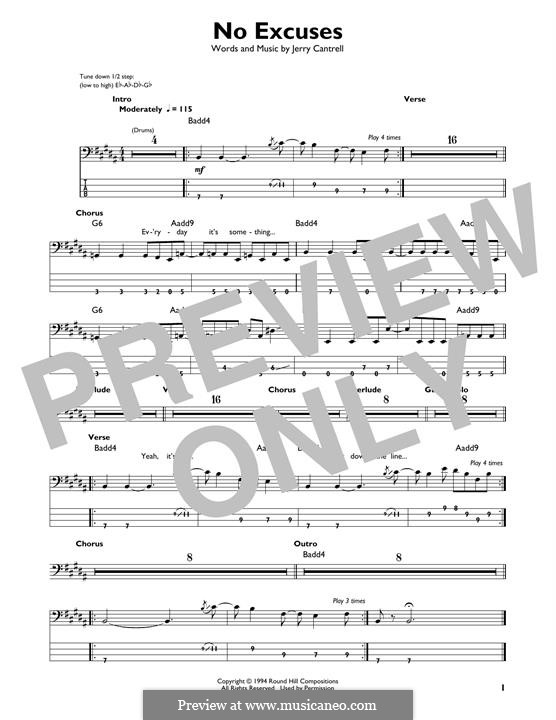 No Excuses (Alice in Chains) by J. Cantrell - sheet music on MusicaNeo