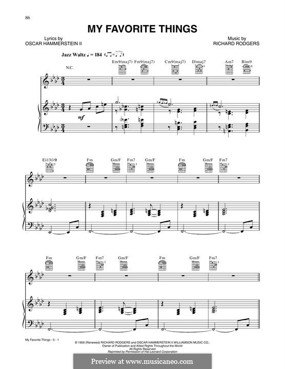 Vocal version (My Favorite Things) by R. Rodgers - sheet music on MusicaNeo