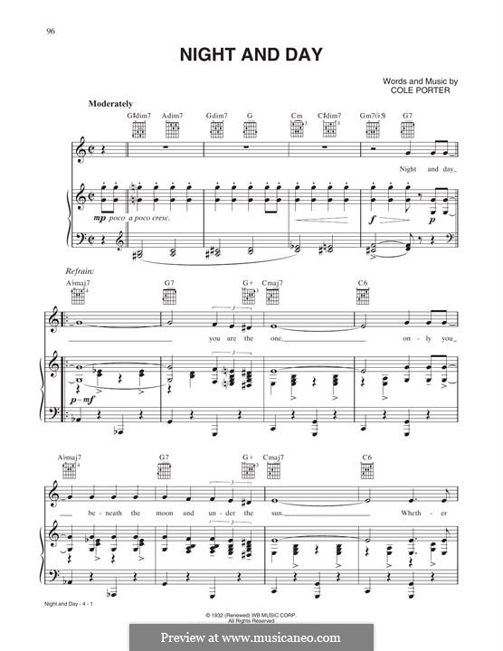Night and Day (Frank Sinatra) by C. Porter - sheet music on MusicaNeo