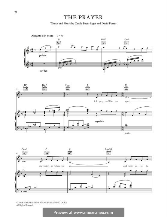 The Prayer by C.B. Sager, D. Foster - sheet music on MusicaNeo