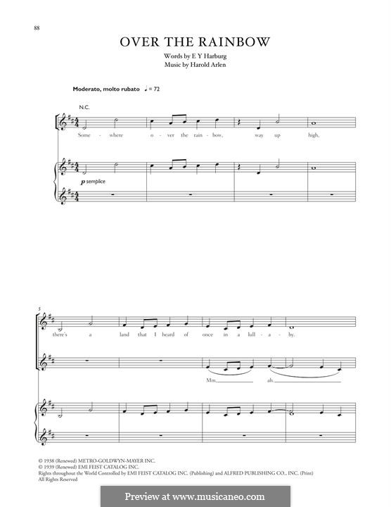 Vocal version (Over The Rainbow) by H. Arlen - sheet music on MusicaNeo