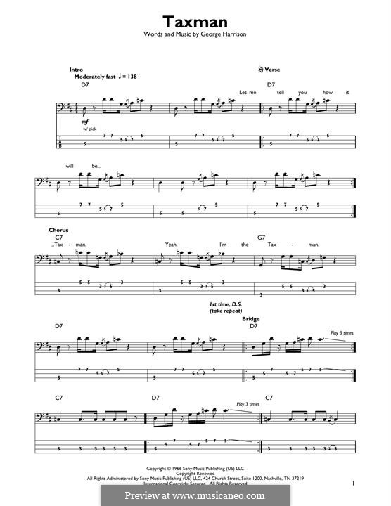 Taxman (The Beatles) by G. Harrison - sheet music on MusicaNeo