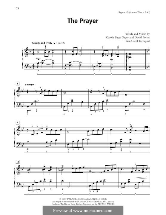 The Prayer by C.B. Sager, D. Foster - sheet music on MusicaNeo