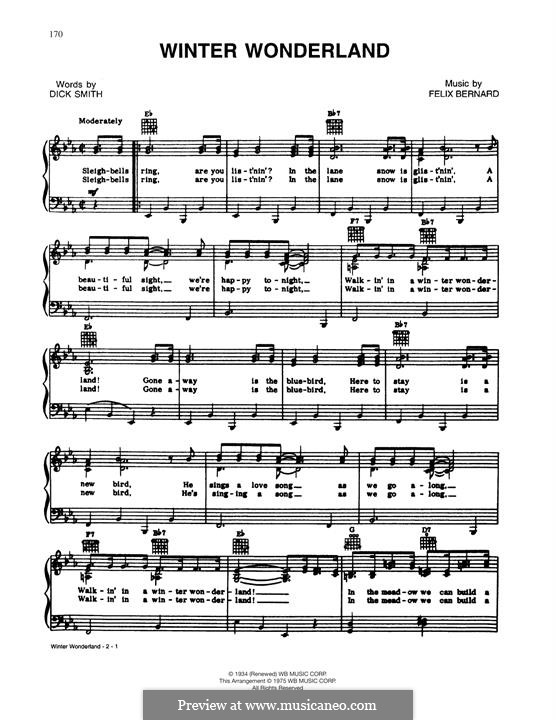 Vocal version (Winter Wonderland) by F. Bernard - sheet music on MusicaNeo
