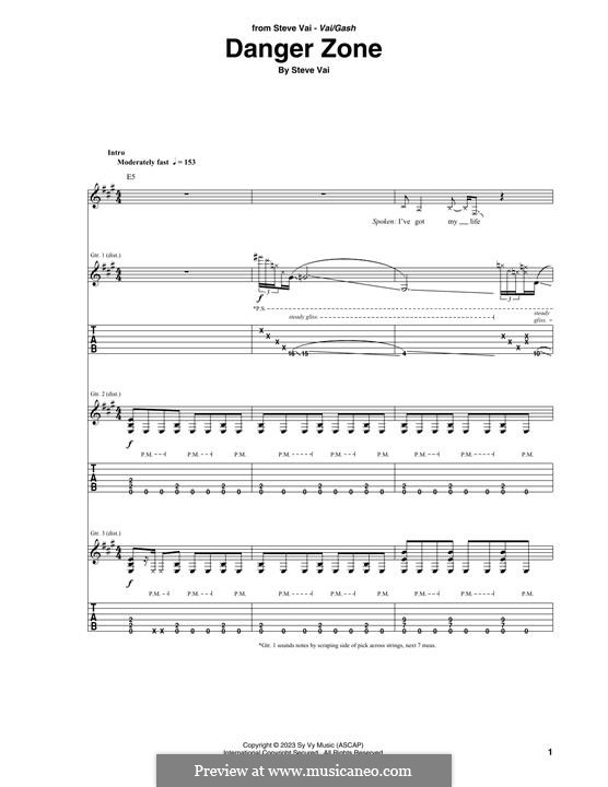 Danger Zone by S. Vai - sheet music on MusicaNeo