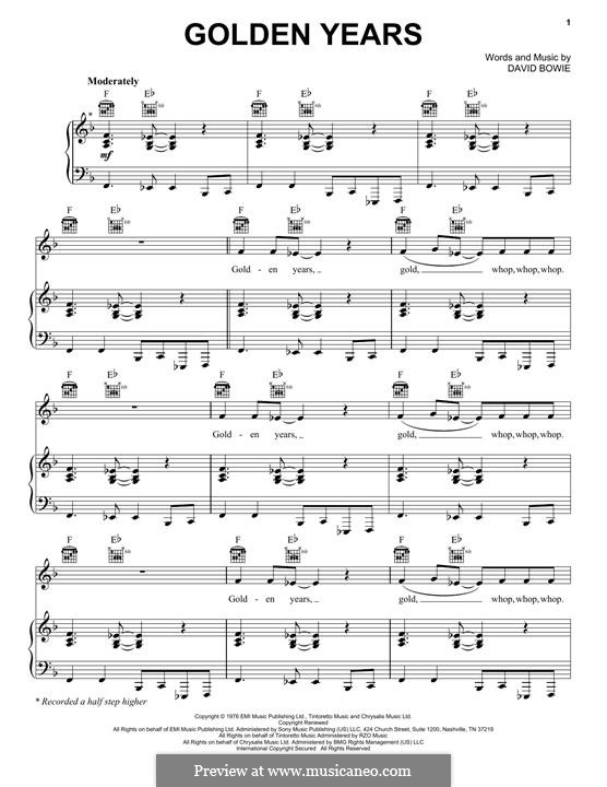 Golden Years by D. Bowie - sheet music on MusicaNeo