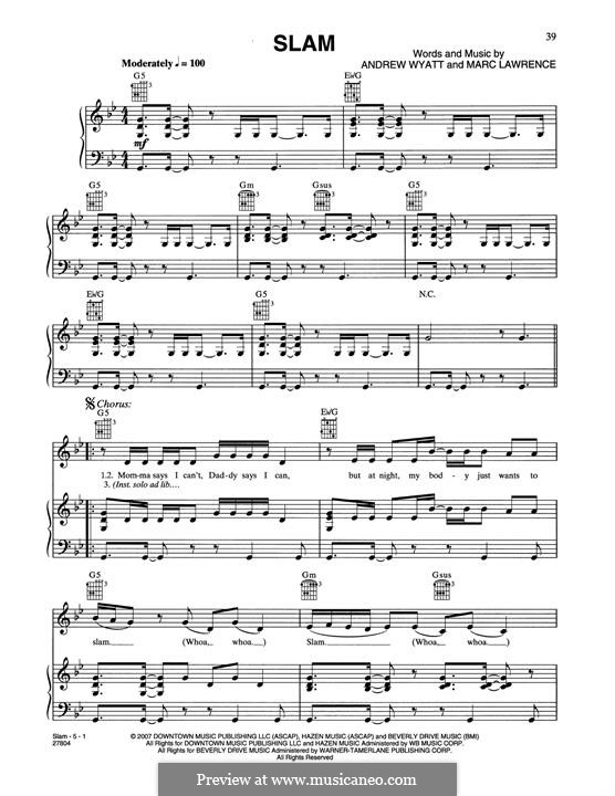 Slam (from Music And Lyrics) by A. Wyatt - sheet music on MusicaNeo