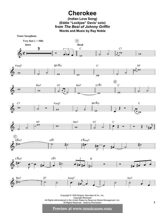 Cherokee by R. Noble - sheet music on MusicaNeo