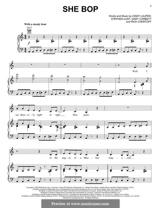 She Bop by C. Lauper, R. Chertoff, S. Lunt, G. Corbett on MusicaNeo