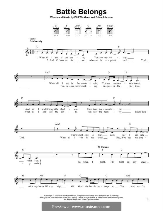 Battle Belongs by B. Johnson, P. Wickham - sheet music on MusicaNeo
