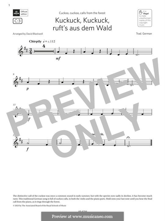 Kuckuck, Kuckuck, ruft's aus dem Wald by folklore on MusicaNeo