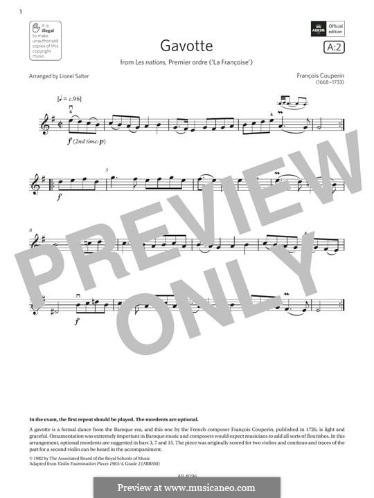 Gavotte by F. Couperin - sheet music on MusicaNeo