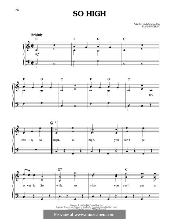So High by E. Presley - sheet music on MusicaNeo