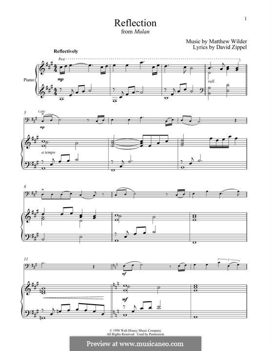 Reflection (from Disney's Mulan) by M. Wilder - sheet music on MusicaNeo