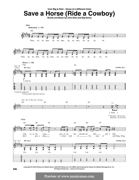 Save a Horse (Ride a Cowboy) by J. Rich - sheet music on MusicaNeo