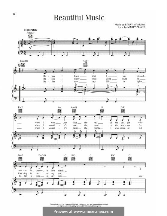 Beautiful Music by B. Manilow - sheet music on MusicaNeo