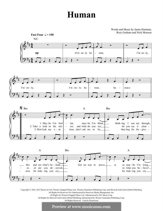 Human (Rag'n'Bone Man) by J. Hartman, R. Graham - sheet music on MusicaNeo