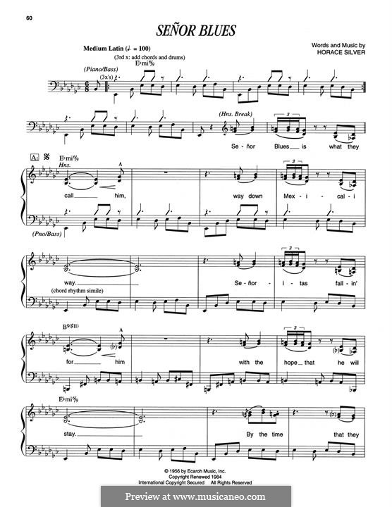 Señor Blues by H. Silver - sheet music on MusicaNeo