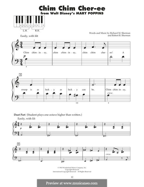 Chim Chim Cher Ee From Mary Poppins For Piano By R M Sherman R B