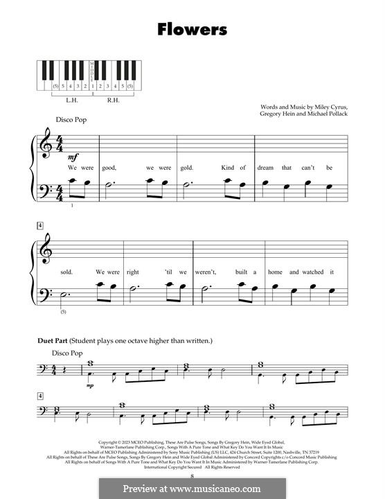 Flowers (Miley Cyrus) by M. Pollack - sheet music on MusicaNeo