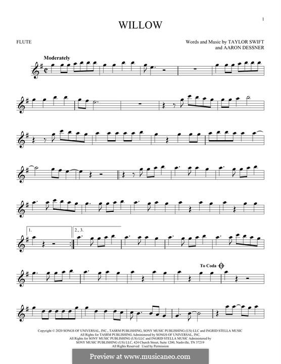 Willow (Taylor Swift) by A. Dessner - sheet music on MusicaNeo