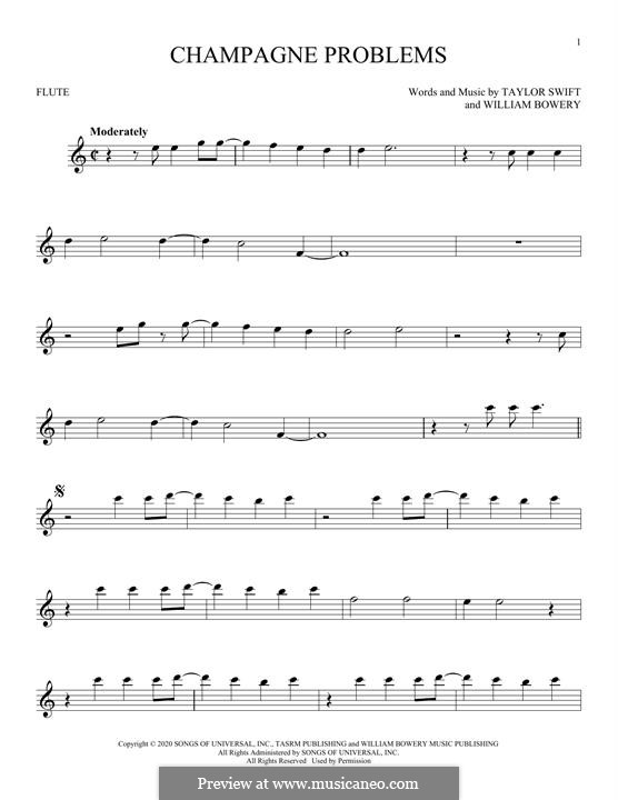 Champagne problems (Taylor Swift) by W. Bowery - sheet music on MusicaNeo