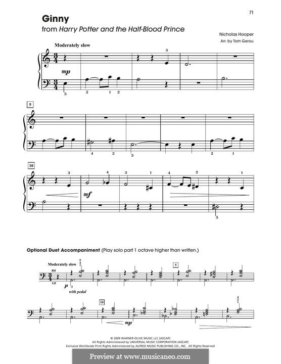 Ginny (from Harry Potter) by N. Hooper - sheet music on MusicaNeo