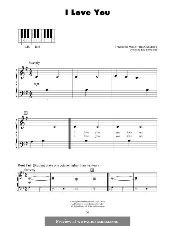 I Love You (from Barney) by folklore - sheet music on MusicaNeo
