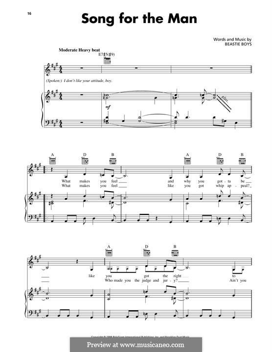 Song For The Man by Beastie Boys - sheet music on MusicaNeo