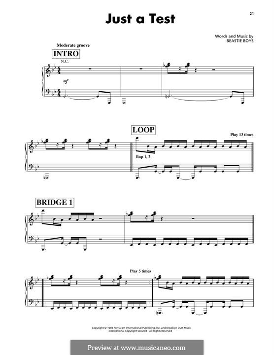 Just A Test by Beastie Boys - sheet music on MusicaNeo