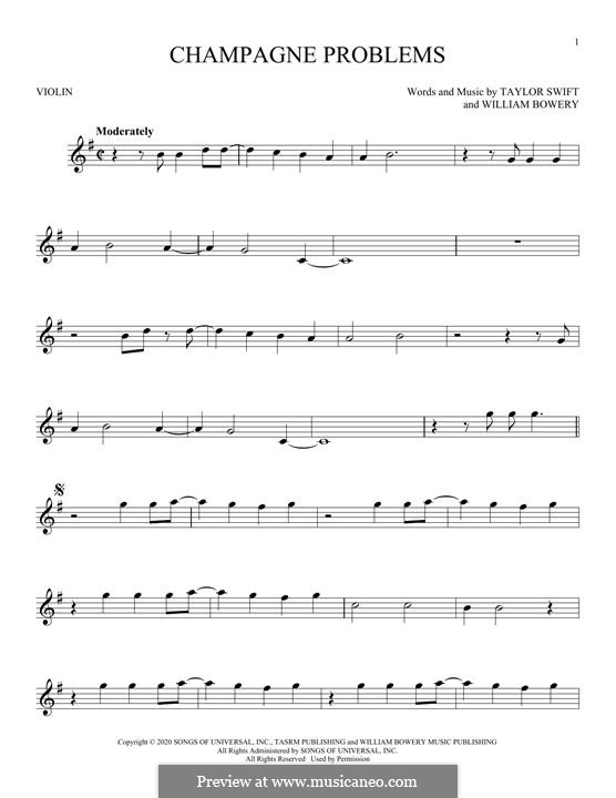 Champagne problems (Taylor Swift) by W. Bowery - sheet music on MusicaNeo