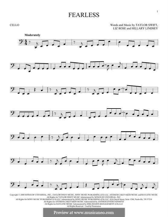 Fearless (Taylor Swift) by H. Lindsey, L. Rose - sheet music on MusicaNeo