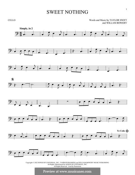 Sweet Nothing (Taylor Swift) by W. Bowery - sheet music on MusicaNeo