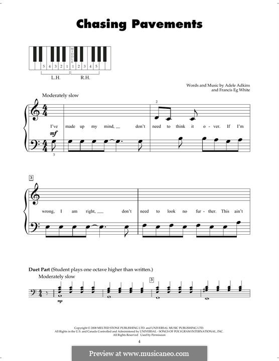 Chasing Pavements by Adele, Eg White - sheet music on MusicaNeo