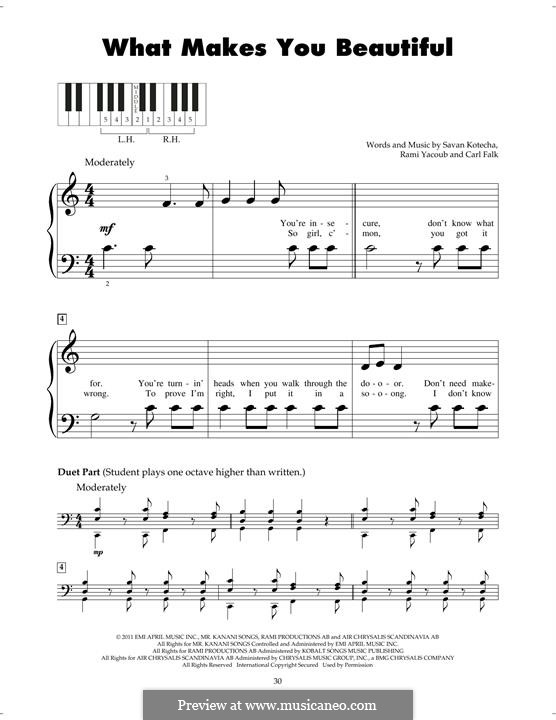 What Makes You Beautiful (One Direction) by C. Falk, S. Kotecha on ...