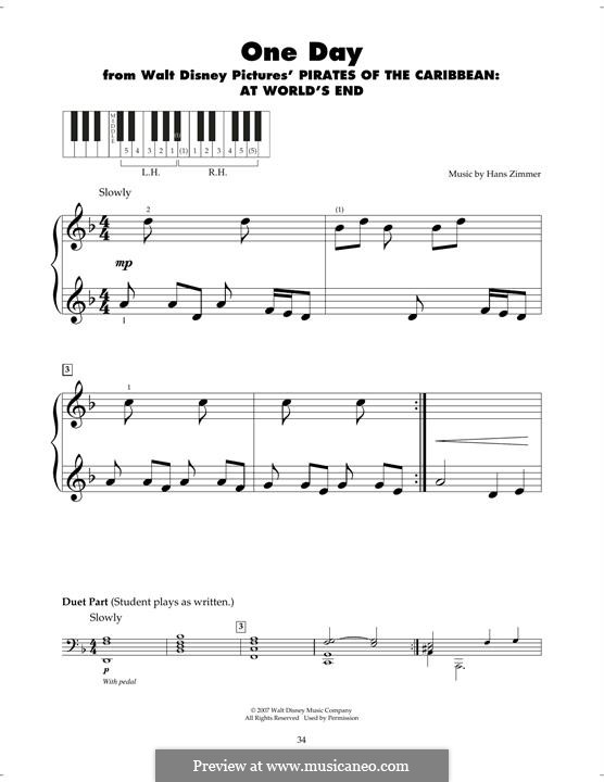 One Day by H. Zimmer - sheet music on MusicaNeo